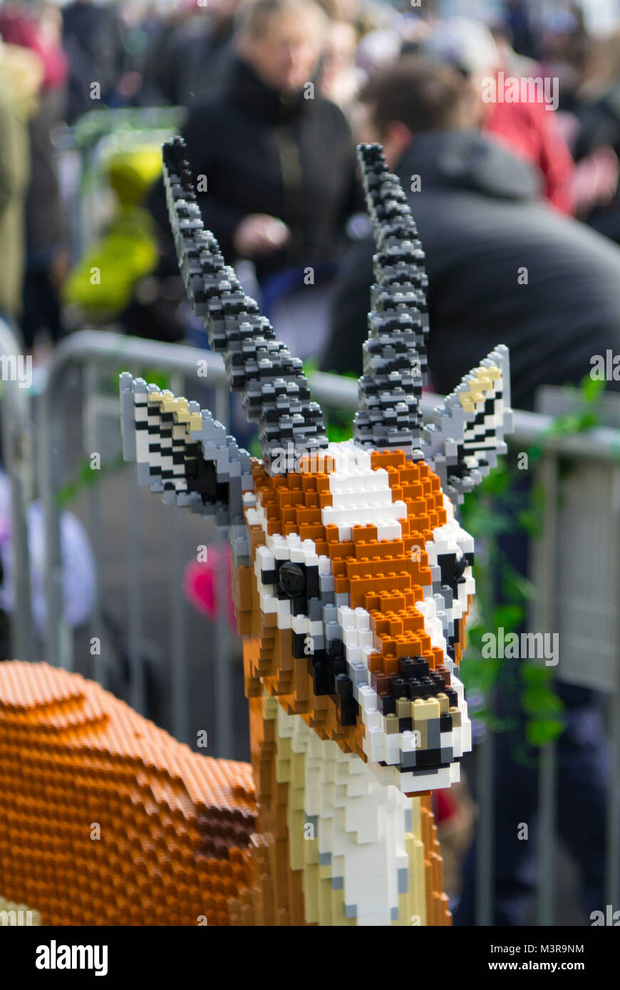 Lego animals on display as part of the Great Brick Safari at Mermaid ...