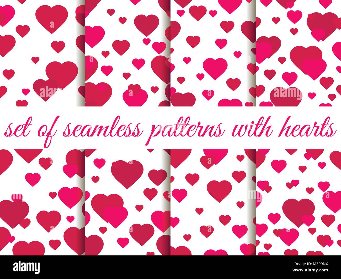 Valentine's day. 14 February. Seamless pattern set with hearts. Festive ...