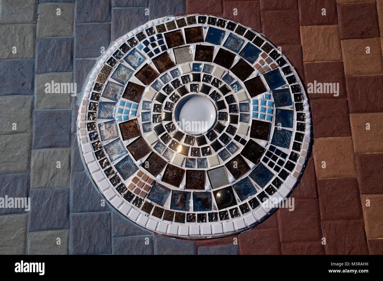 Hand made circular mosaic on Thai Buddhist Temple floor Stock Photo - Alamy