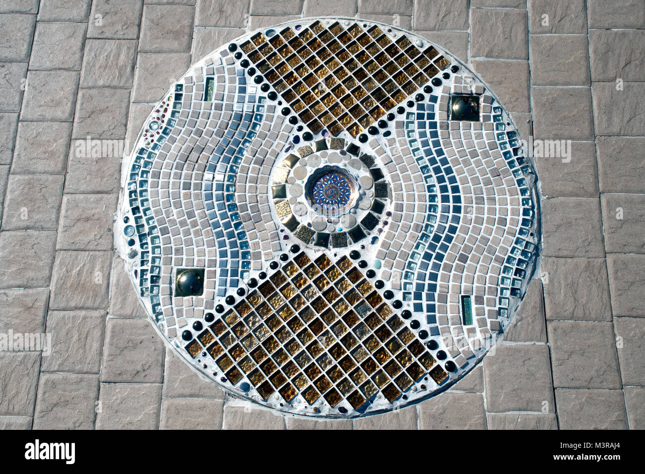 Hand made circular mosaic on Thai Buddhist Temple floor Stock Photo - Alamy