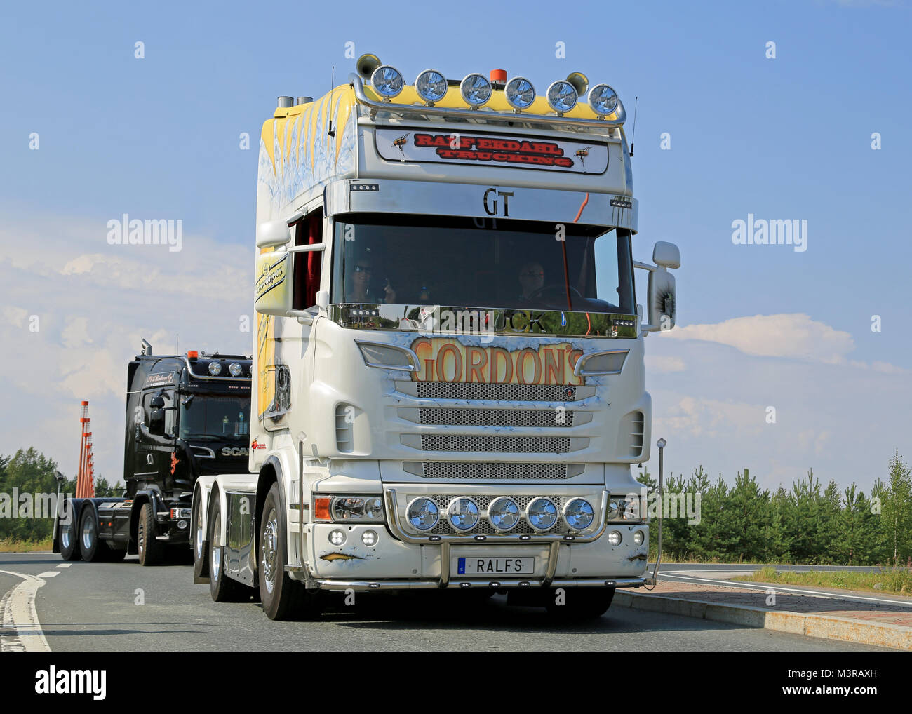 LEMPAALA, FINLAND - AUGUST 7, 2014: Swedish show truck Scania arrives ...
