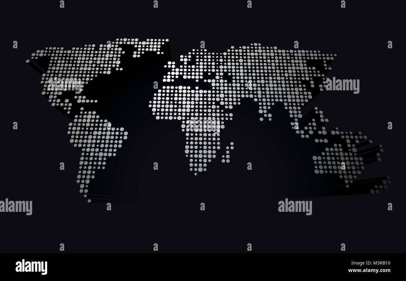 abstract 3D world map made up of small white dots Stock Vector Image ...
