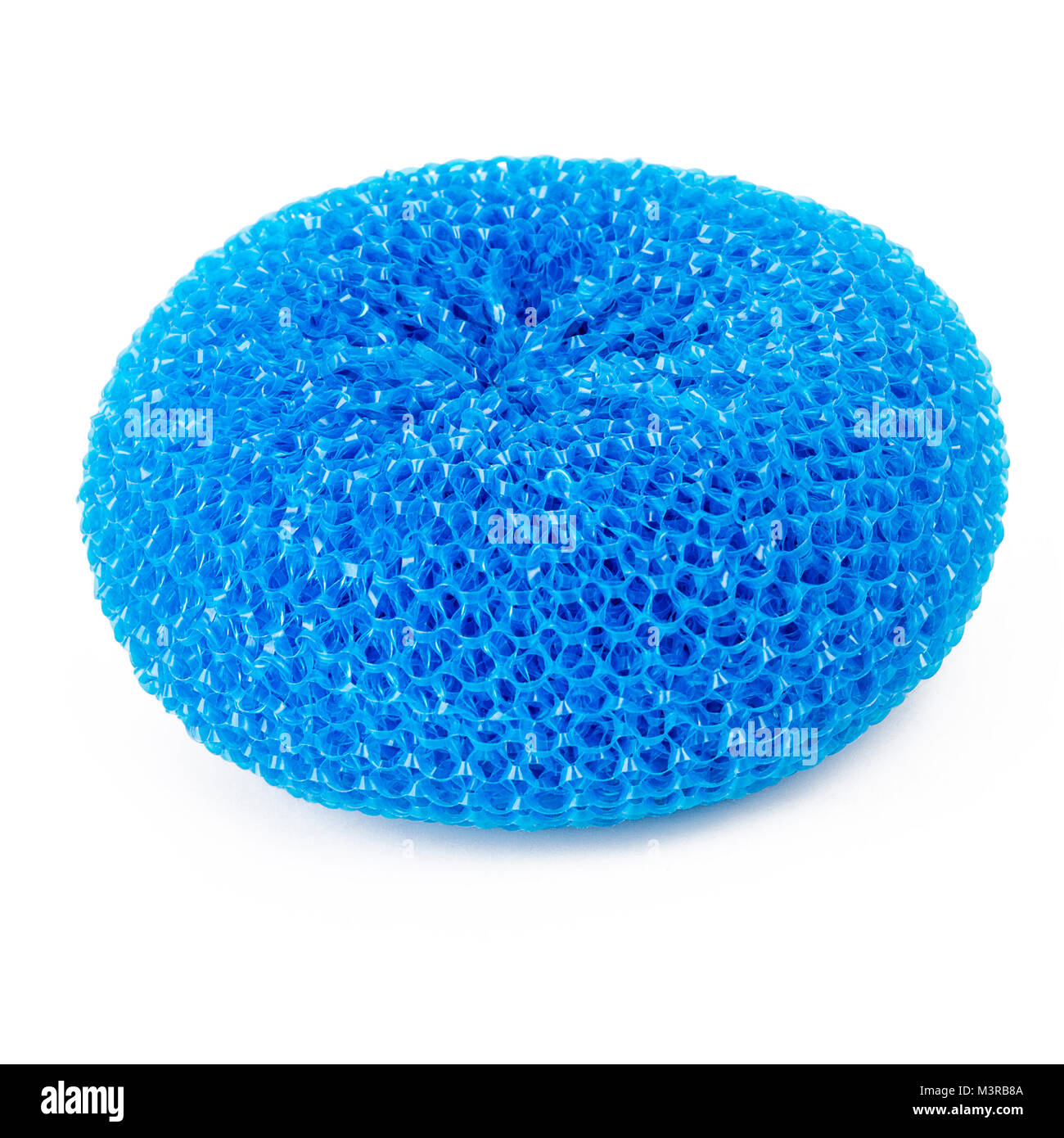 Blue vibrant plastic scourer isolated on white background Stock Photo ...