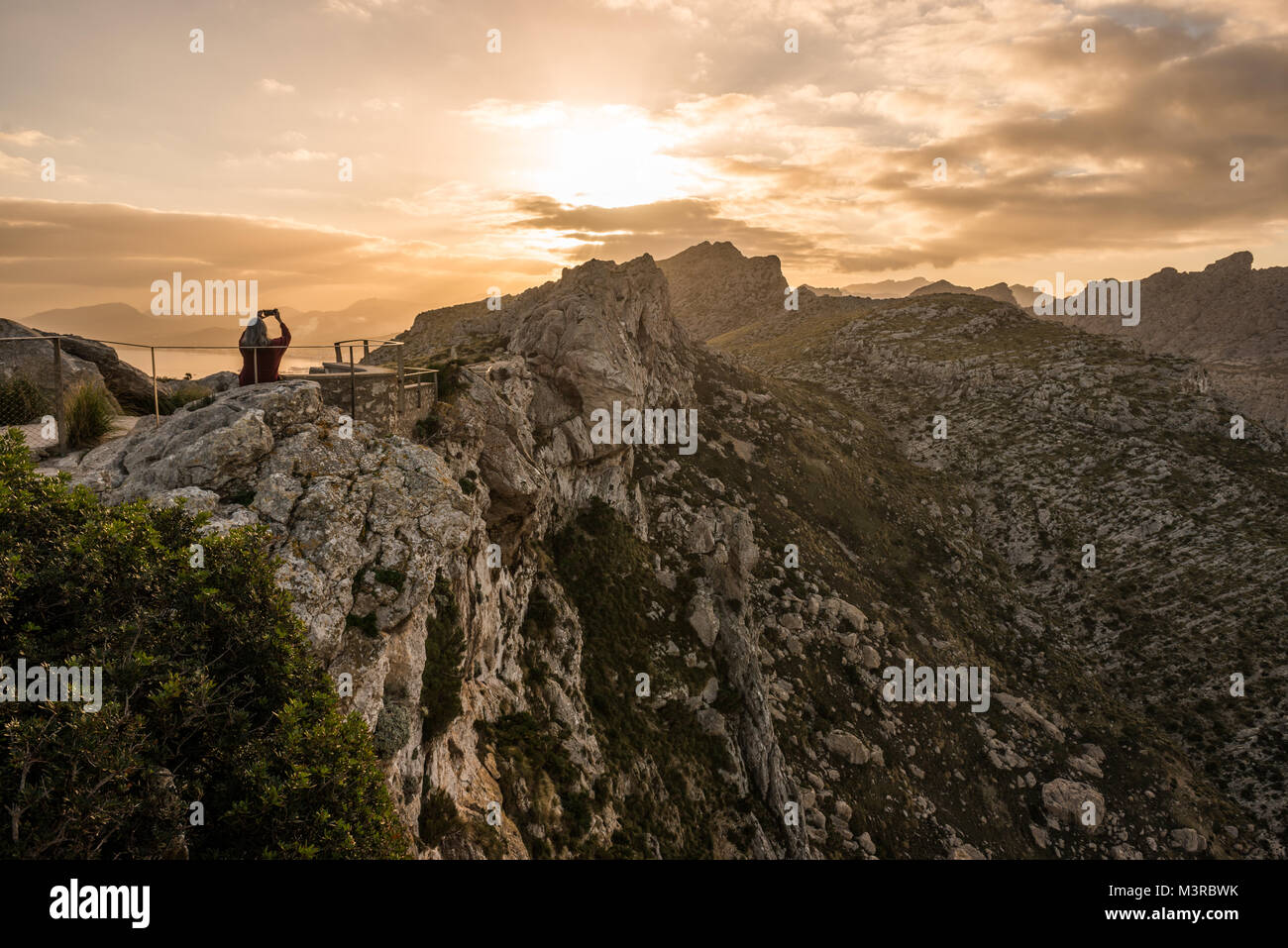 View of the sunset over the Majorca Island from the Cap Formentor ...