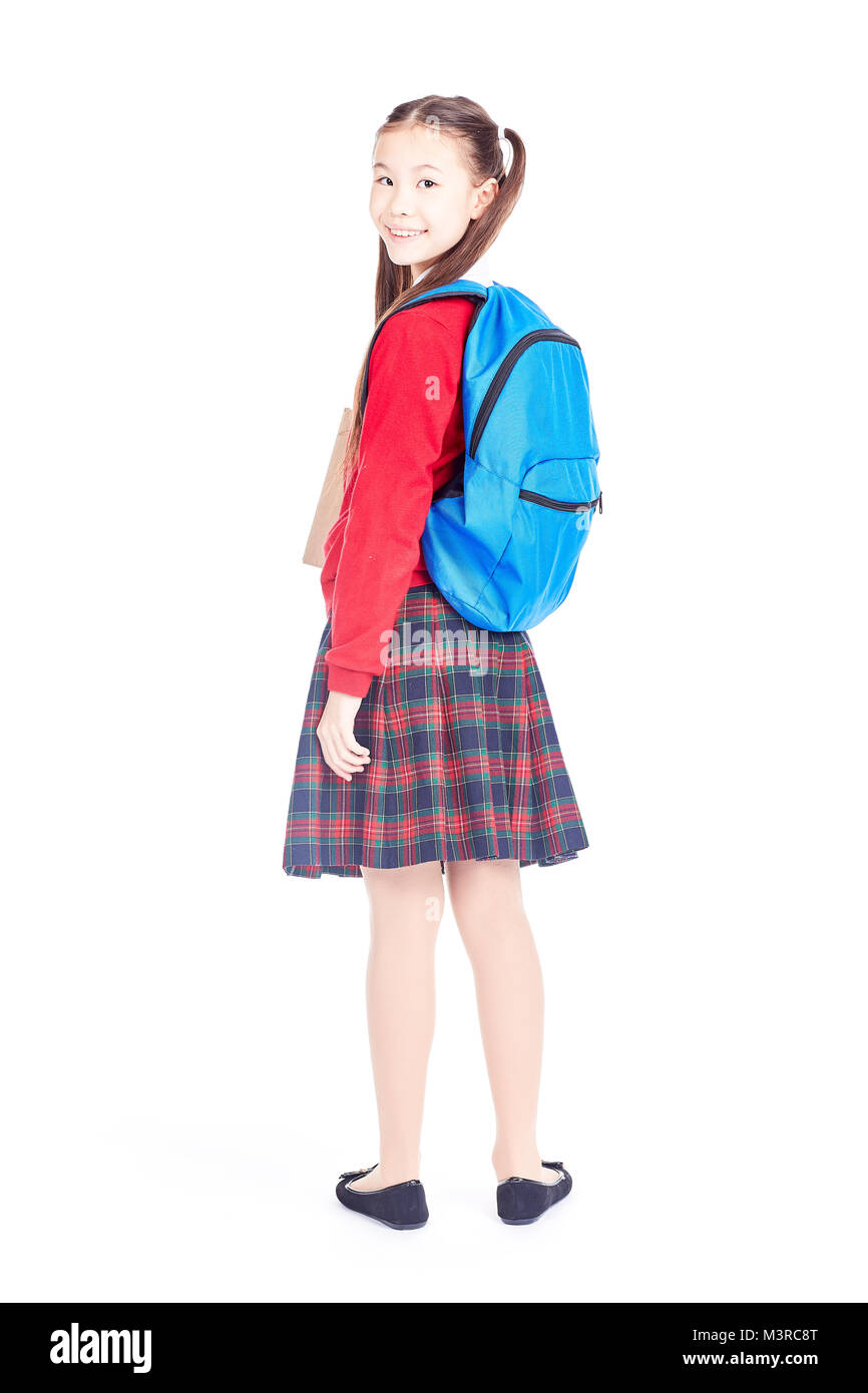 Student with blue backpack Stock Photo - Alamy
