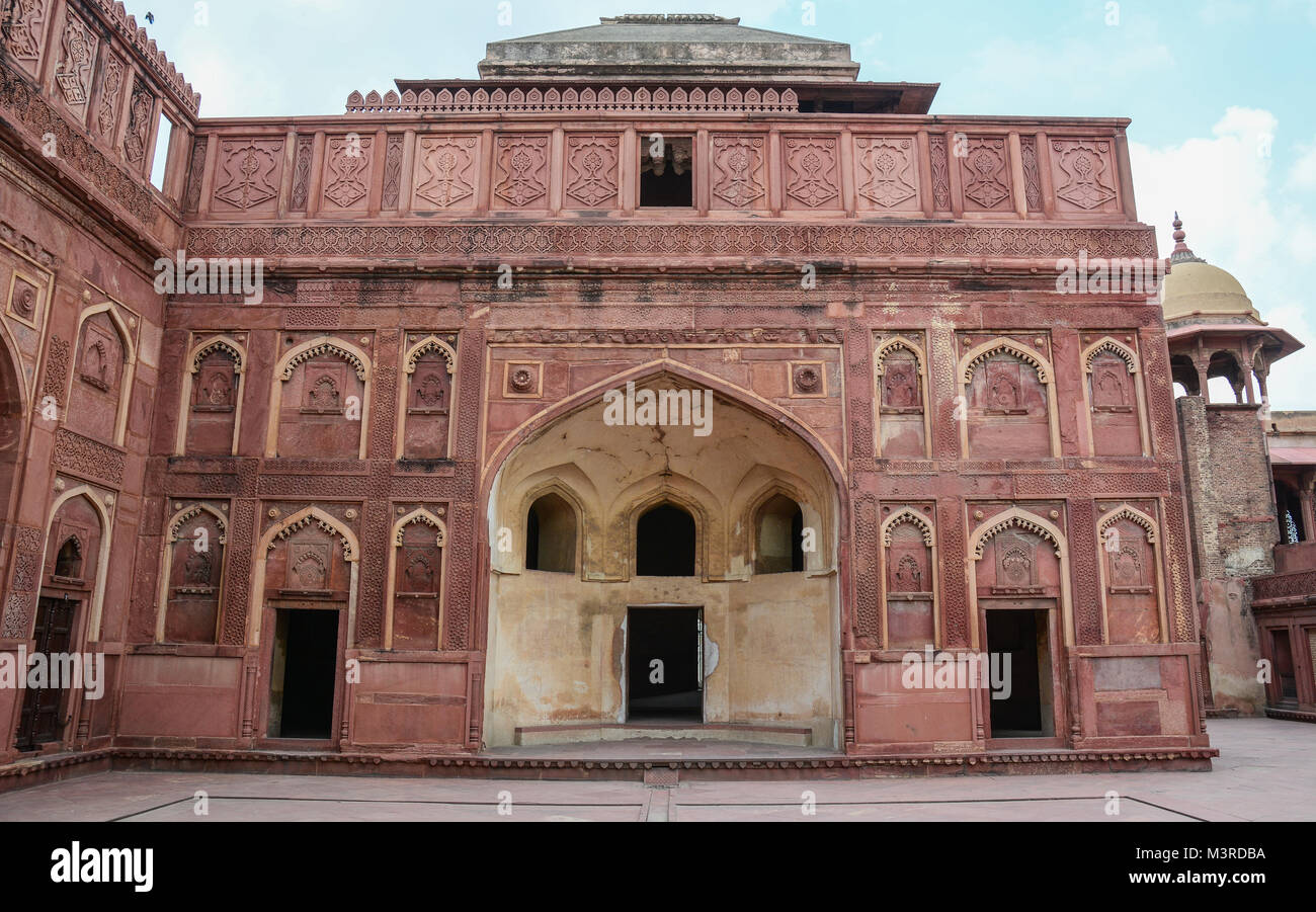 Architecture of Agra Fort in Agra, India. The fort was main residence ...