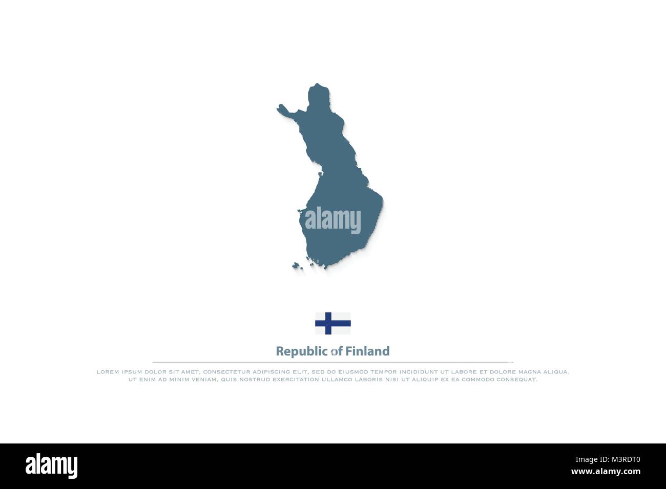 Republic of Finland isolated map and official flag icons. vector ...