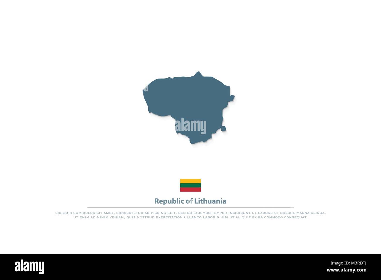 Republic of Lithuania isolated map and official flag icon. vector ...