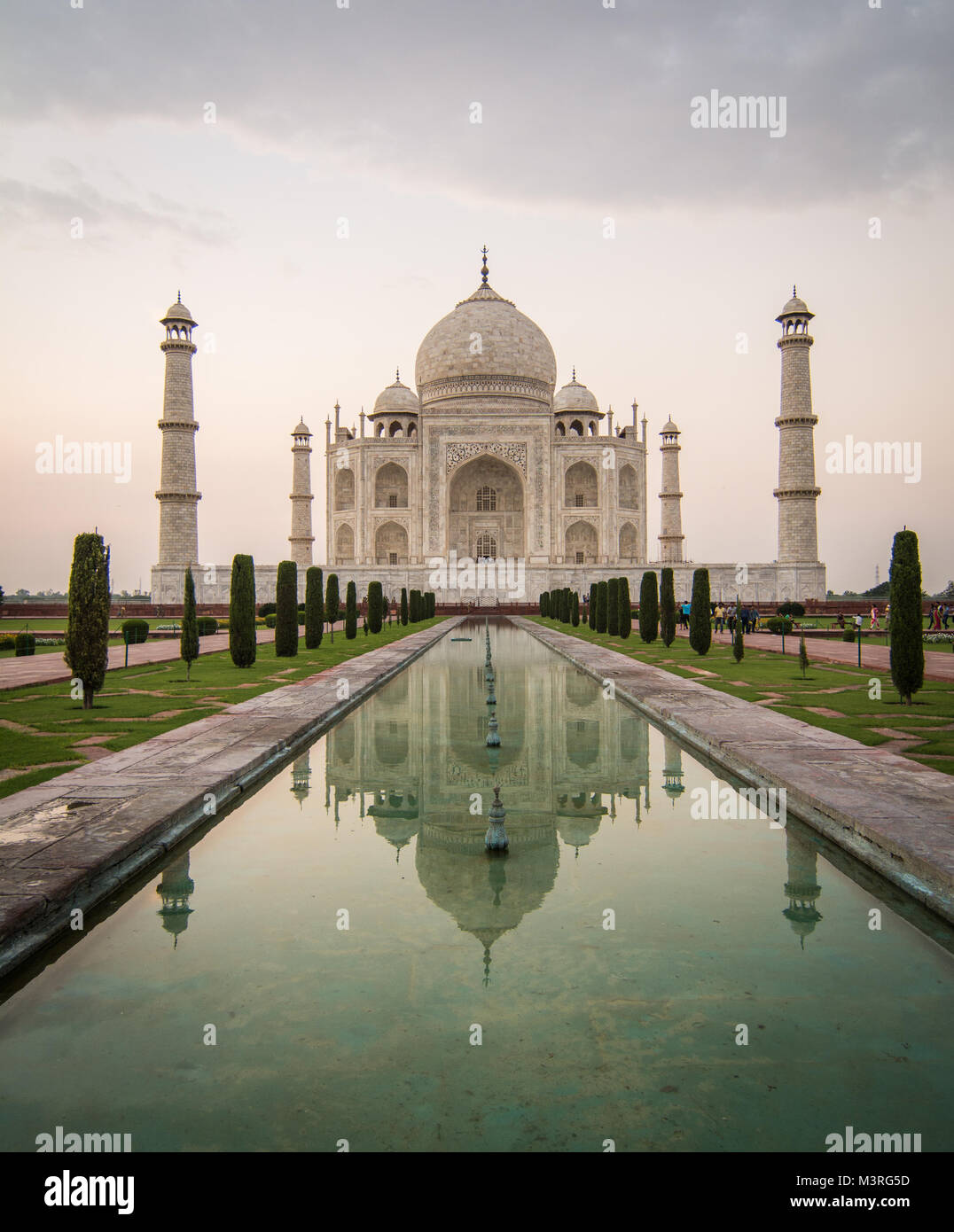 Front view of Taj Mahal at sunset in Agra, India. The Taj Mahal ...