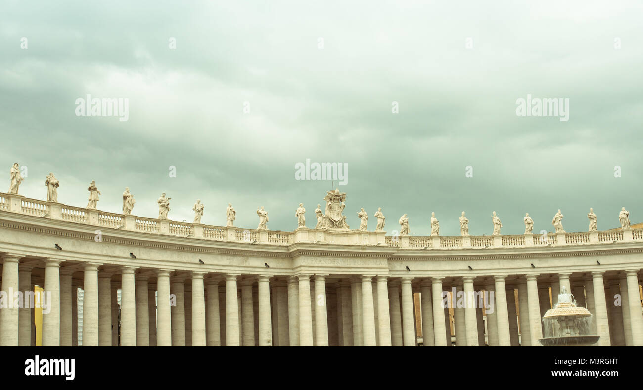 Detail view of the buildings in St. Peter's Square in the Vatican City ...