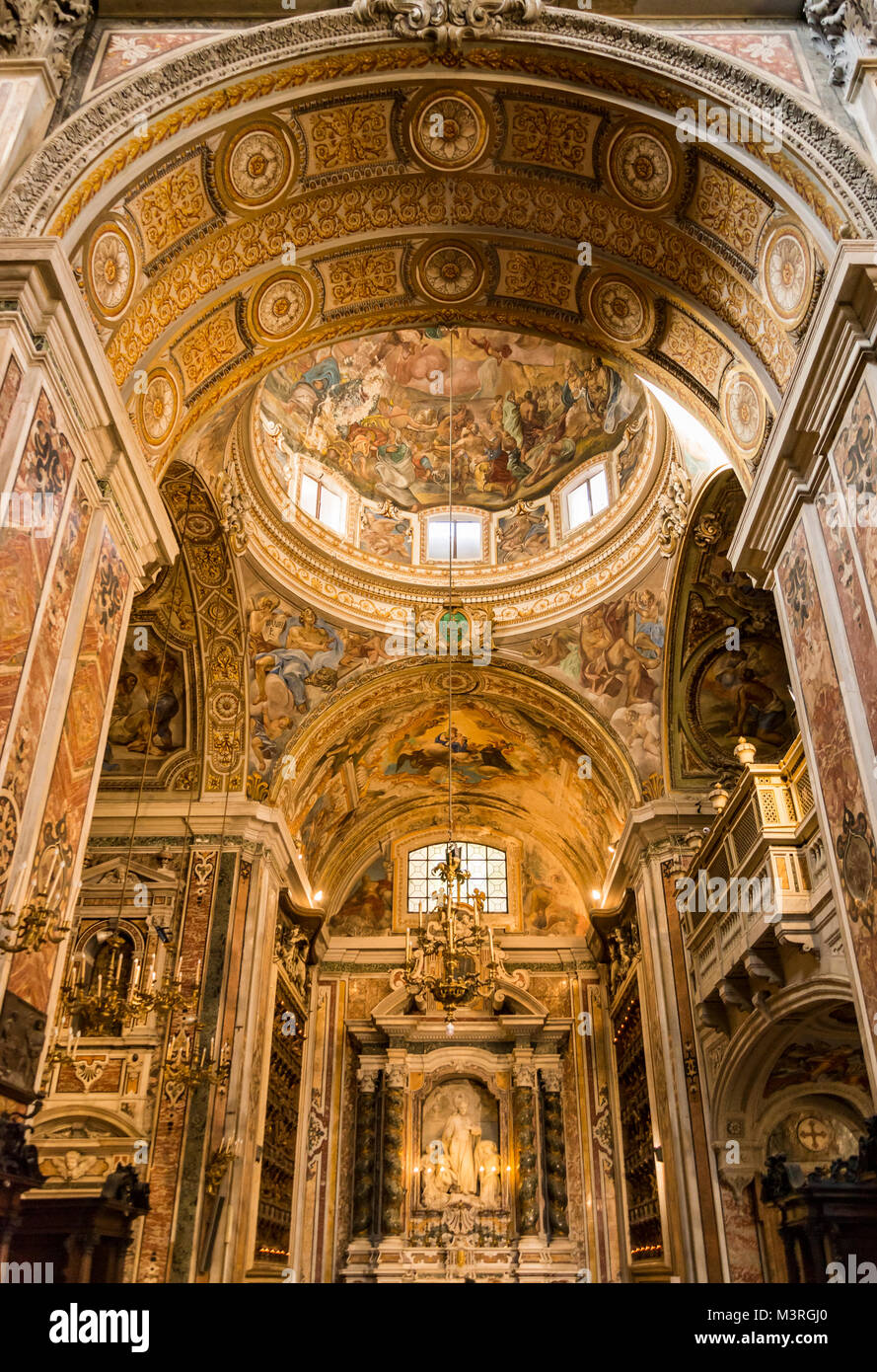 Interior in Gesu Nuovo church in Naples Stock Photo - Alamy