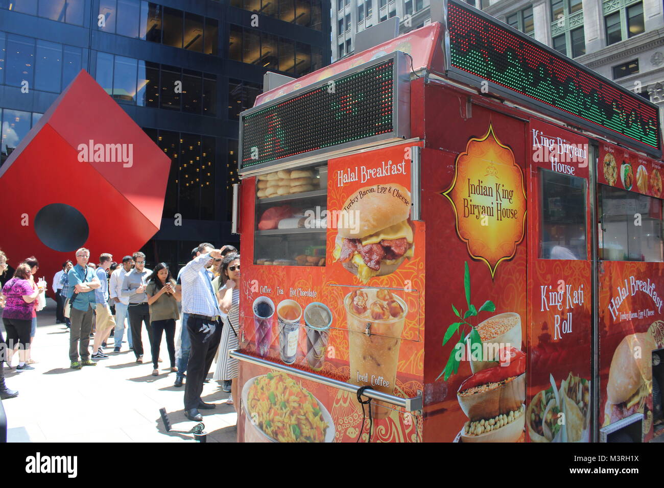 office workers queue on line at lunchtime indian king biryani house ...