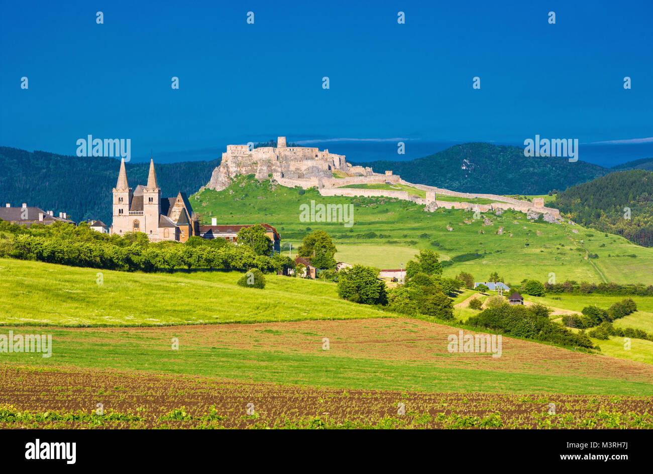 The Spis Chapter and the Spis Castle at the sunset UNESCO heritage in ...