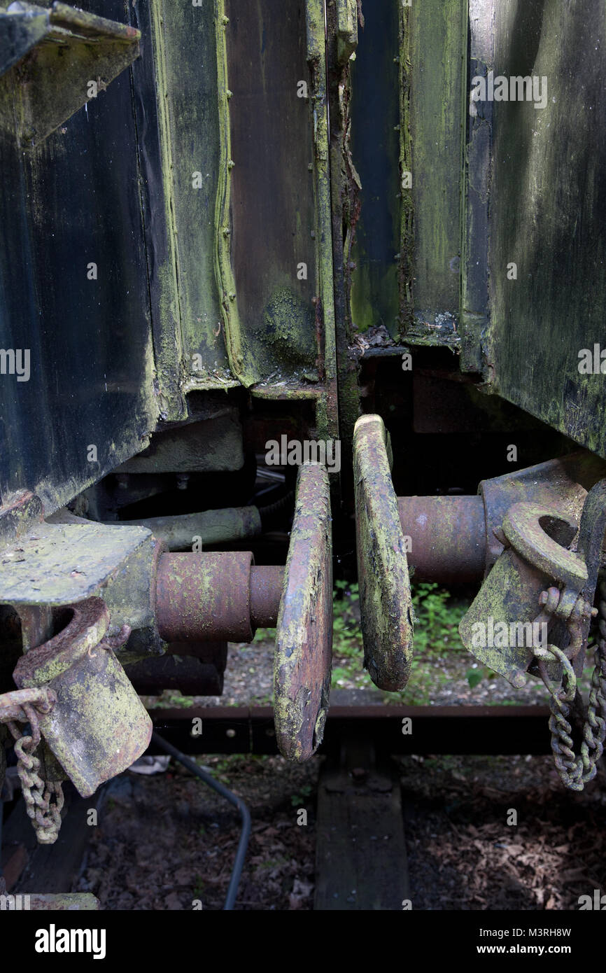 Detail of old British Railways mark 1 coach buffers at Devon Rail ...