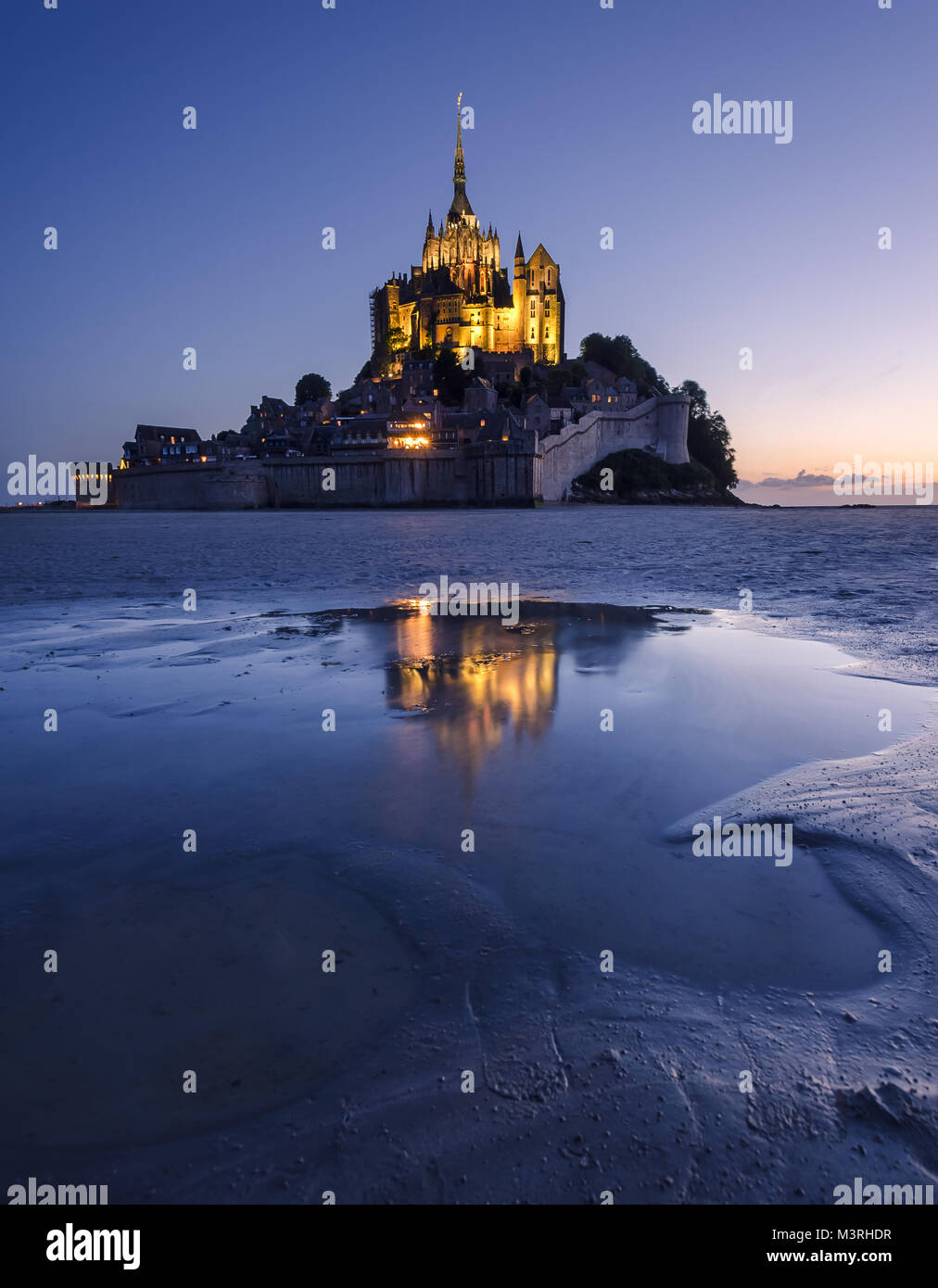 Beautiful twilight at Le Mont Saint Michel, Normandy, France Stock ...