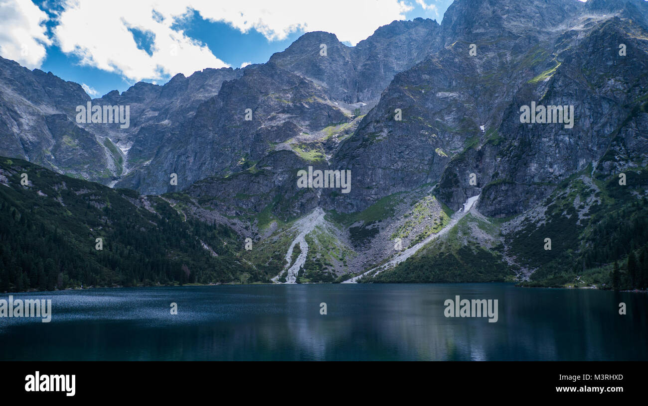 Polish Tatry Tatra, dramatic and mysterius mountain lake / pond with ...