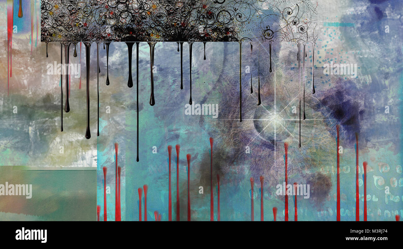 Abstract Painting. Eye with spark and paint drops on background Stock ...