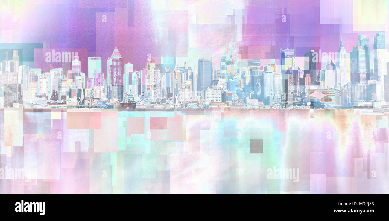 Modern art. New York cityscape. Manhattan. 3D rendering Stock Photo - Alamy