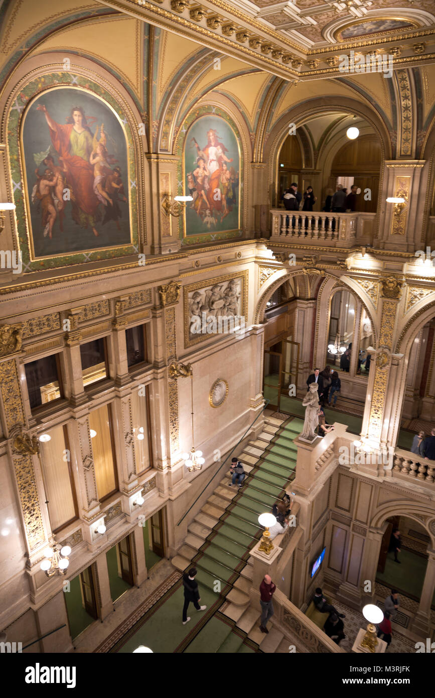 VIENNA, AUSTRIA - FEBRUARY, 2018: Interior of Vienna State Opera with ...