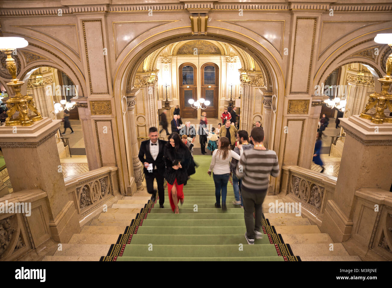 VIENNA, AUSTRIA - FEBRUARY, 2018: Interior of Vienna State Opera with ...