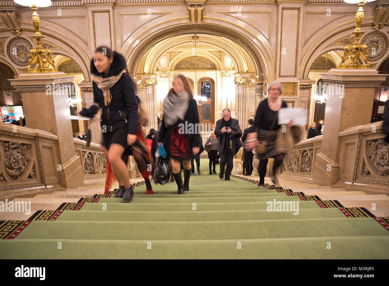 VIENNA, AUSTRIA - FEBRUARY, 2018: Interior of Vienna State Opera with ...
