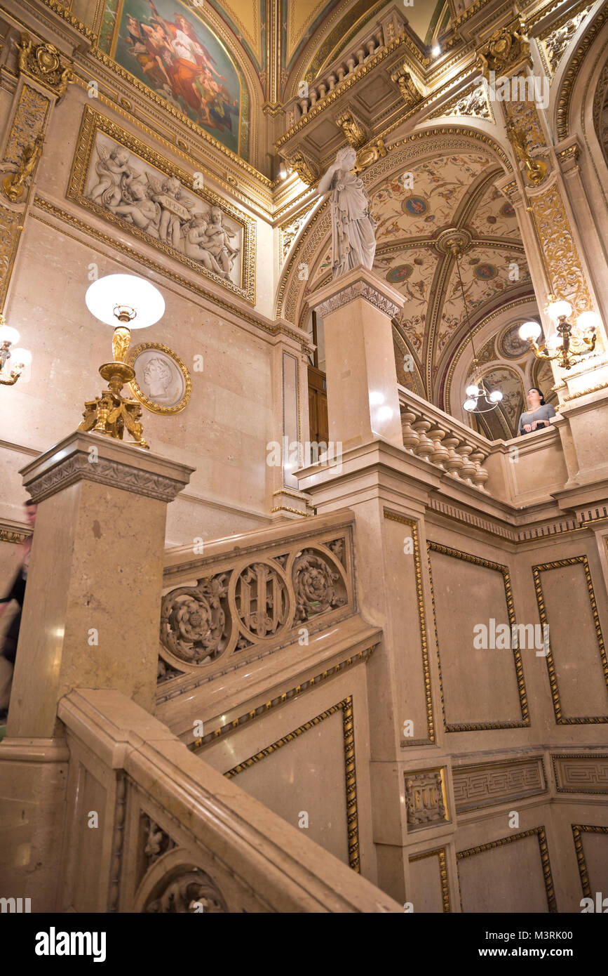 VIENNA, AUSTRIA - FEBRUARY, 2018: Interior of Vienna State Opera with ...