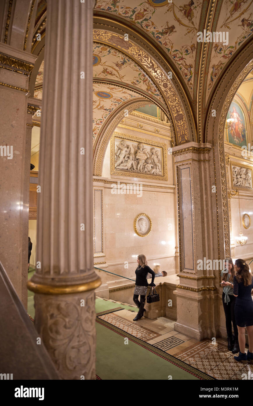 VIENNA, AUSTRIA - FEBRUARY, 2018: Interior of Vienna State Opera with ...