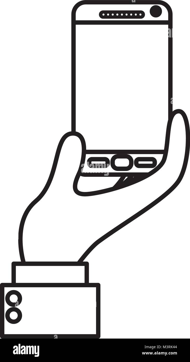 hand user with smartphone device isolated icon Stock Vector Image & Art ...