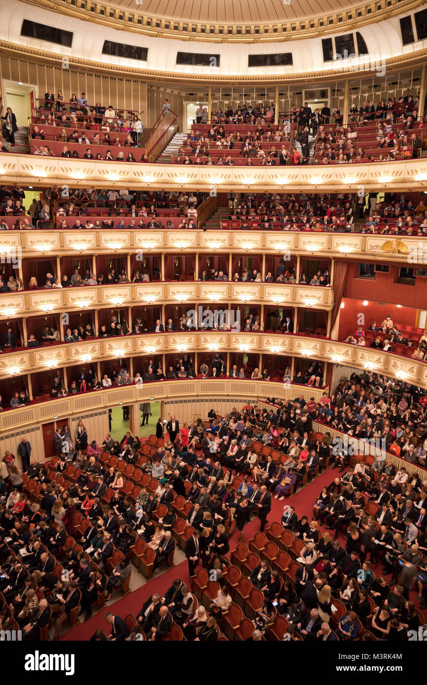 VIENNA, AUSTRIA - FEBRUARY, 2018: Interior of the Vienna State Opera ...