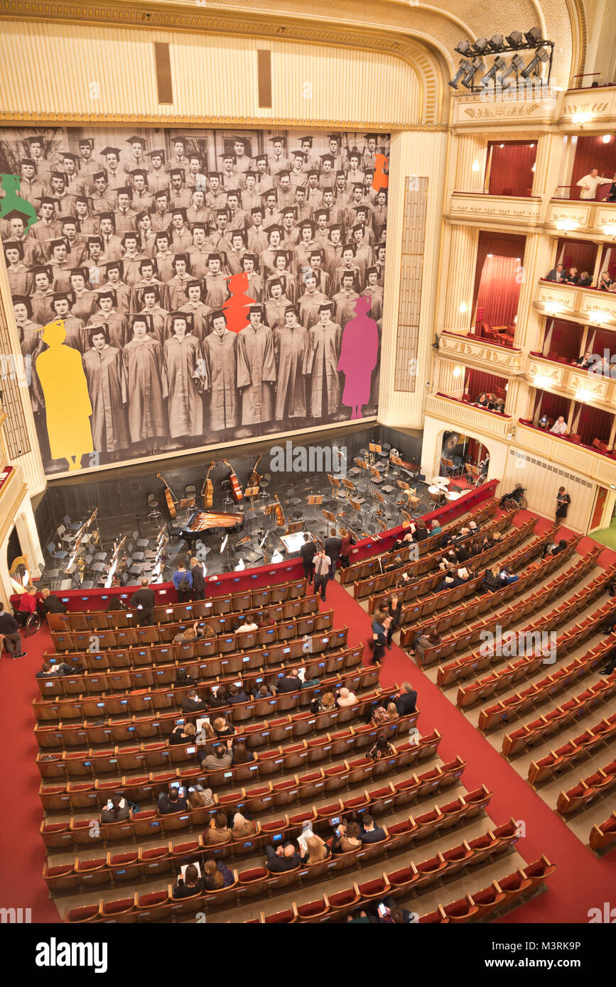 VIENNA, AUSTRIA - FEBRUARY, 2018: Interior of the Vienna State Opera ...