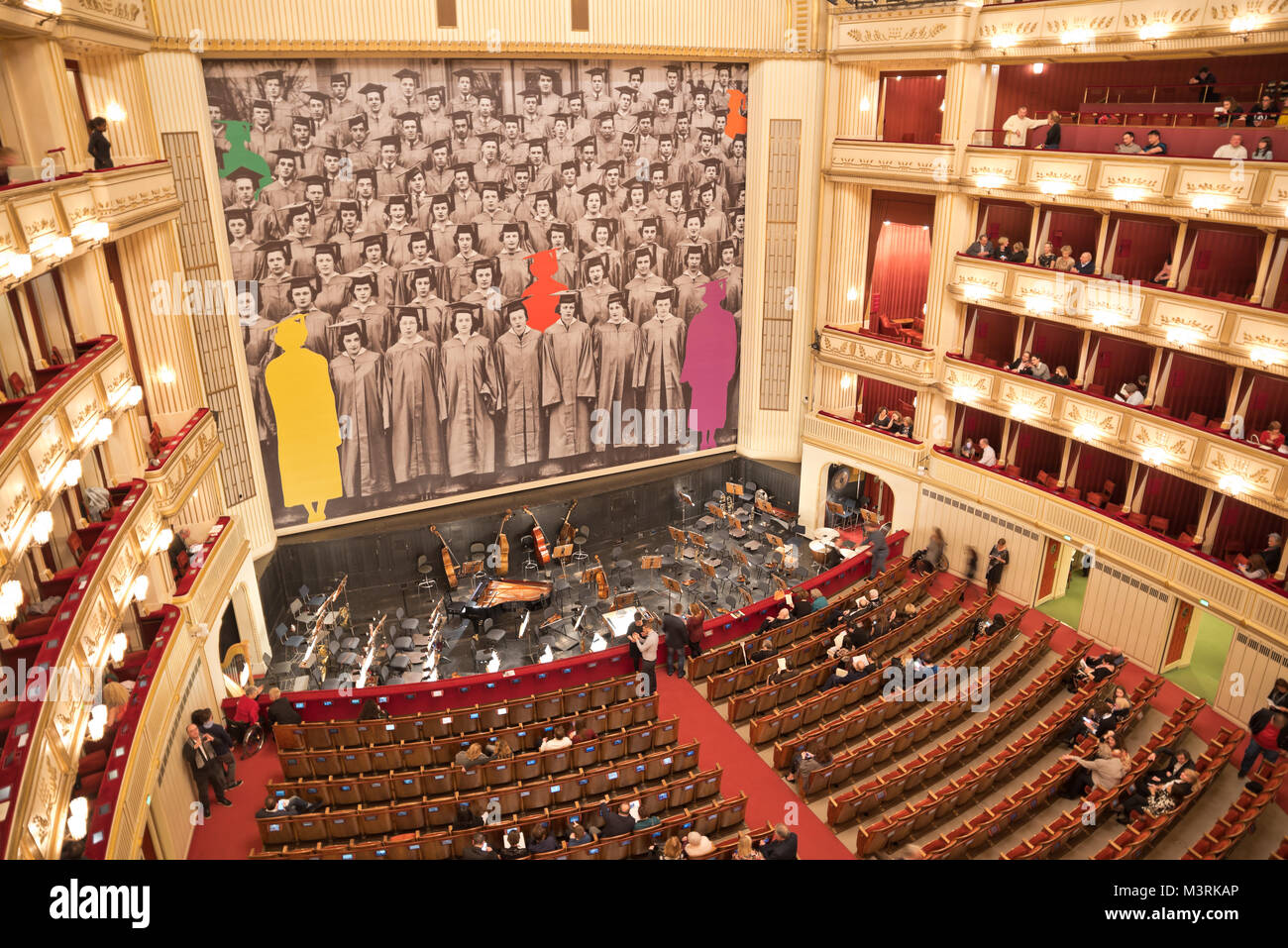 VIENNA, AUSTRIA - FEBRUARY, 2018: Interior of the Vienna State Opera ...