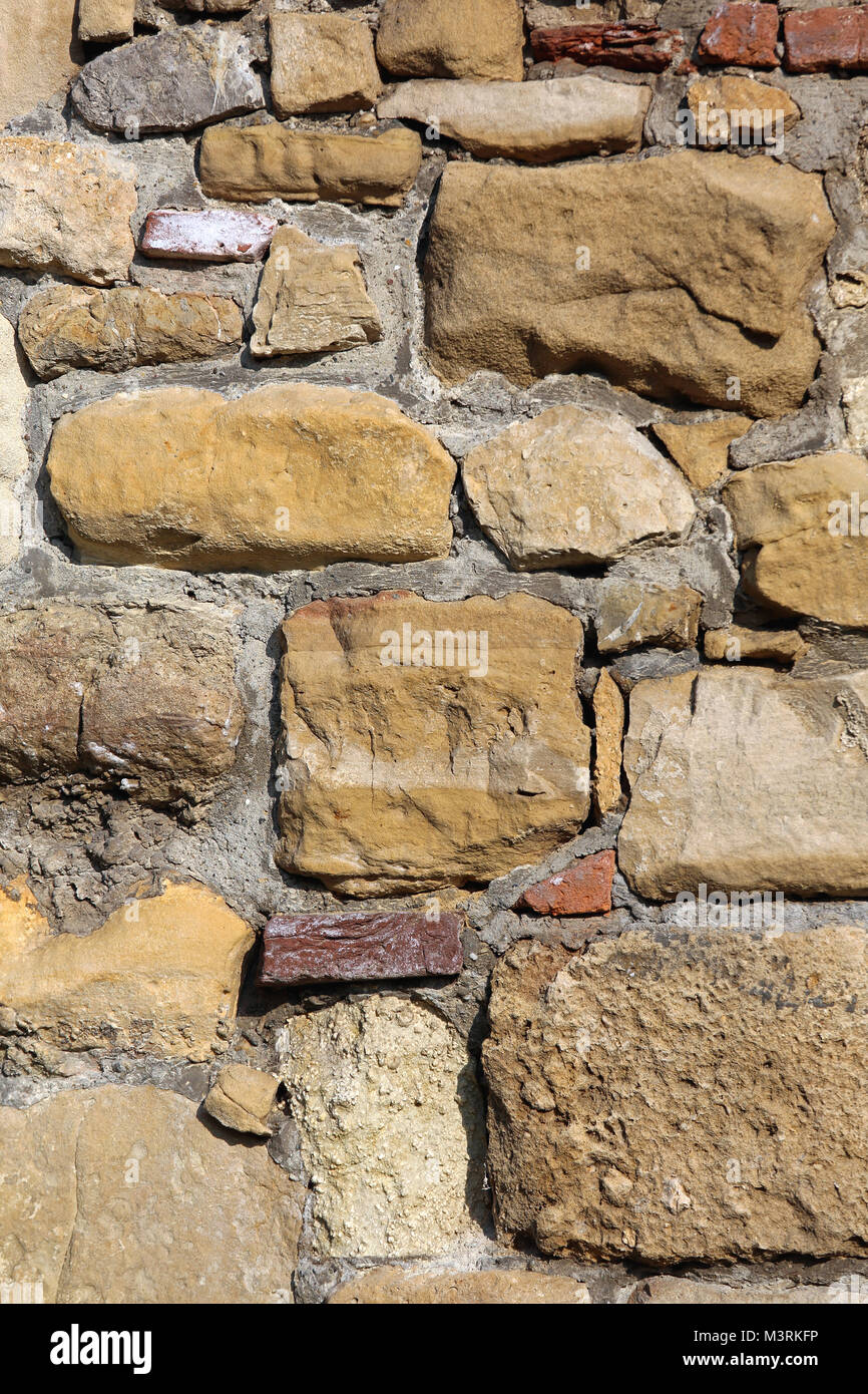 Medieval Castle Wall Made From Various Stones and Bricks Stock Photo ...