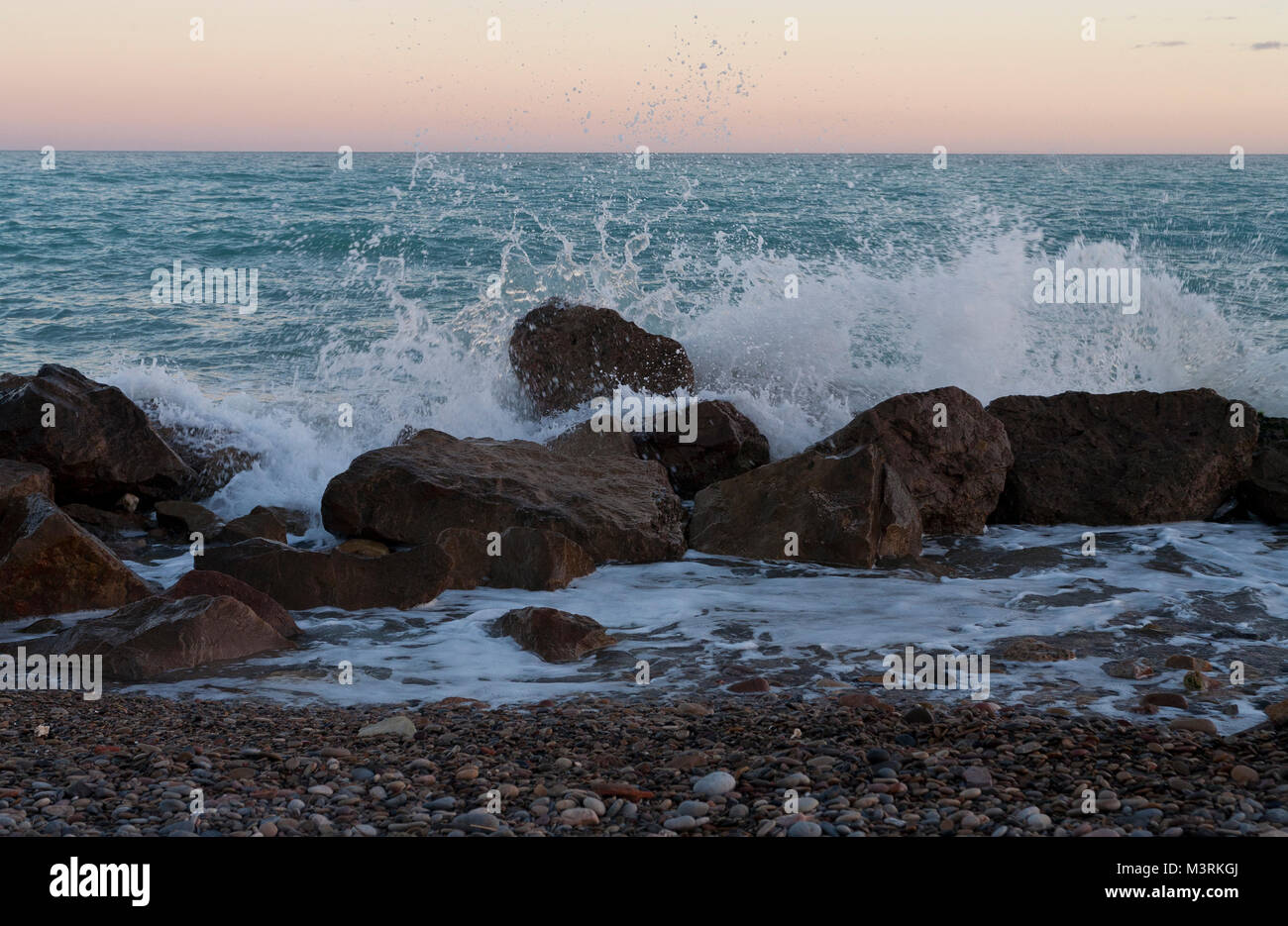 sunset at Moncofa beach Stock Photo - Alamy