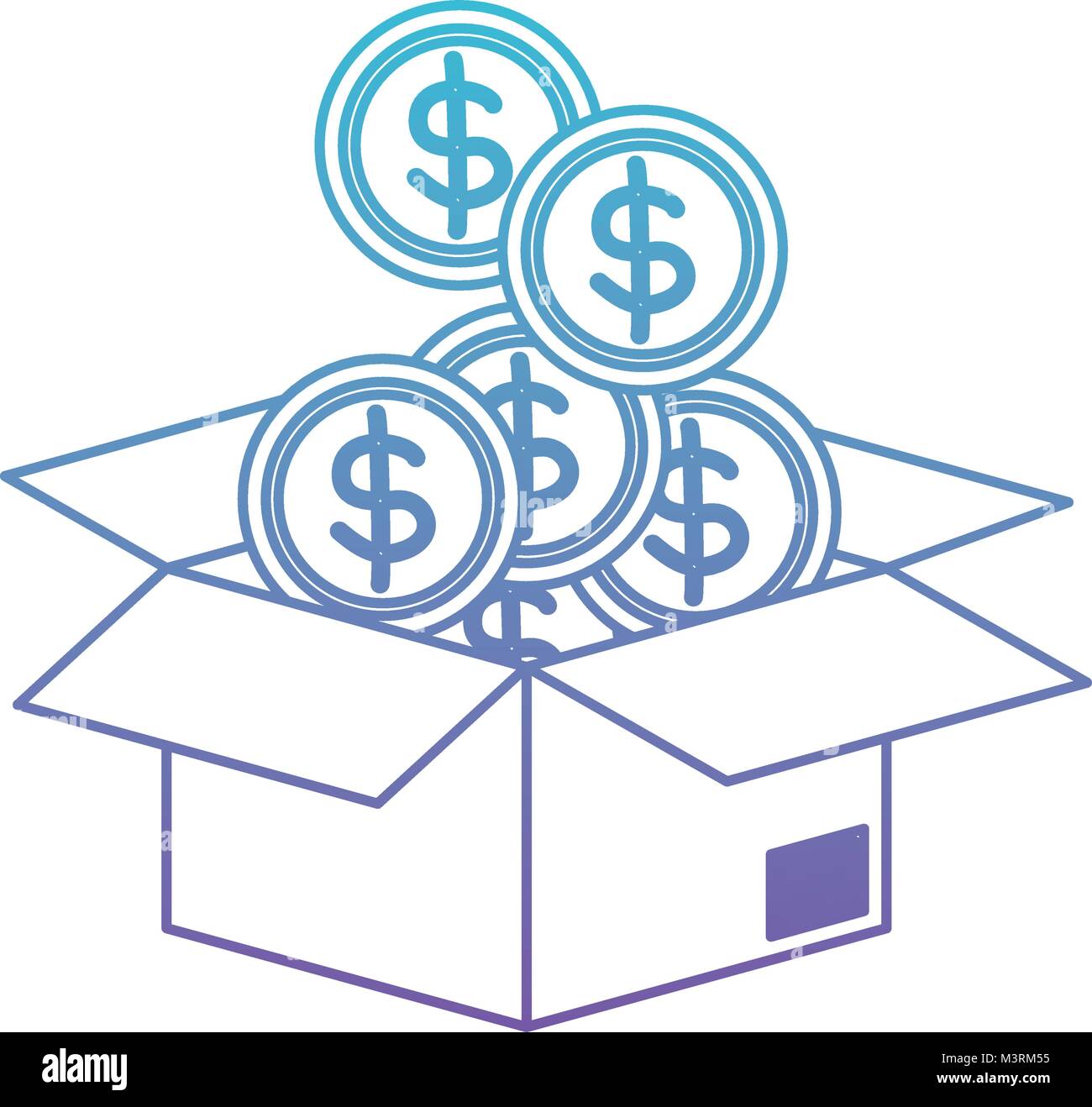 box carton with coins money isolated icon Stock Vector Image & Art - Alamy
