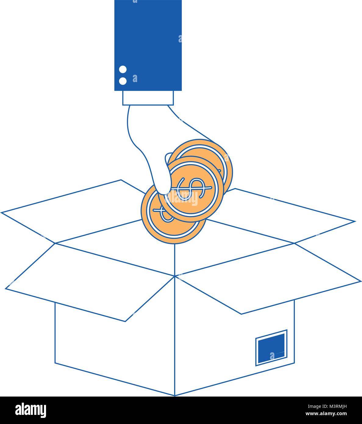 hand saver depositing coins in box Stock Vector Image & Art - Alamy