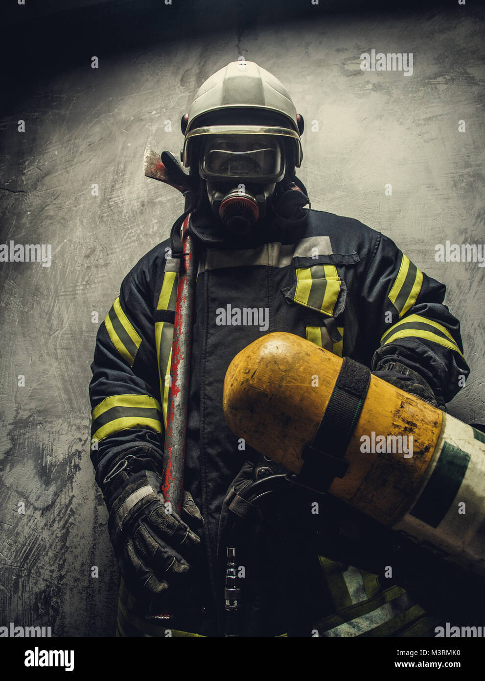 Portrait of firefighter in safety uniform Stock Photo - Alamy