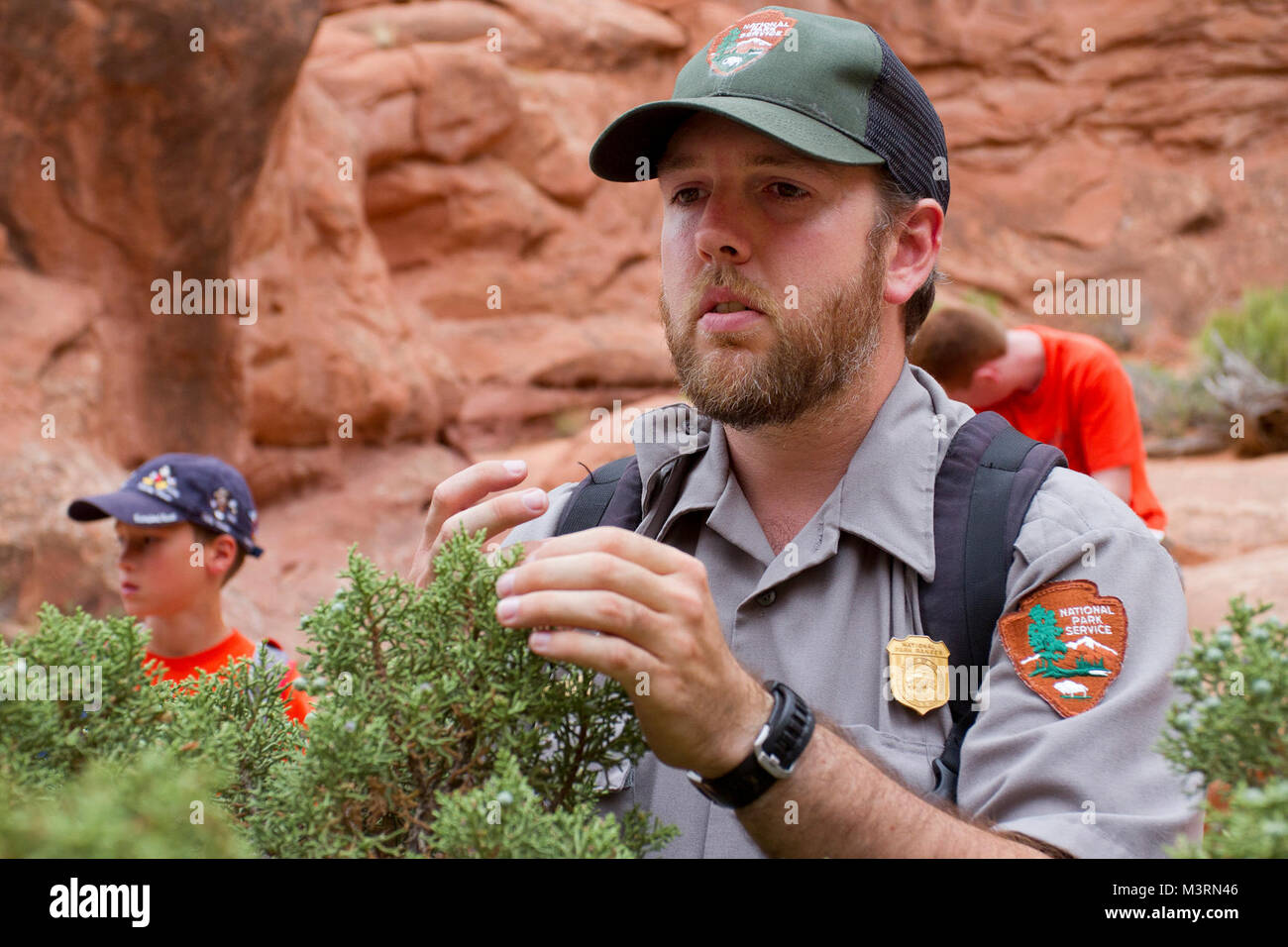 Arches National Park Rangers at work engaging with visitors Stock Photo ...
