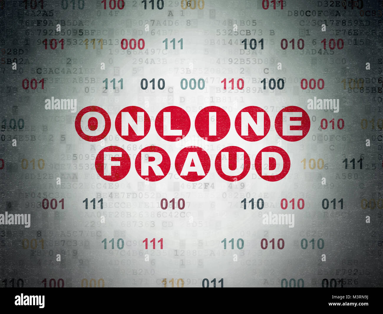 Safety concept: Online Fraud on Digital Data Paper background Stock ...