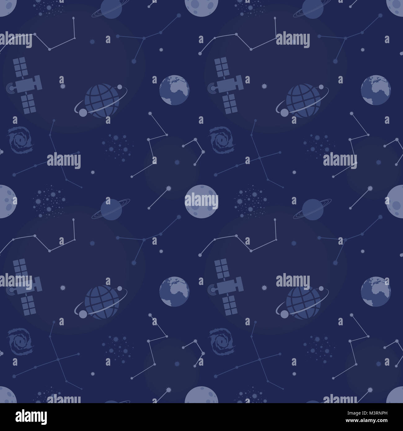 Blue space seamless pattern Stock Photo - Alamy