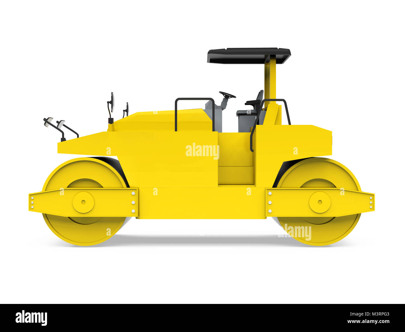 Yellow Road Roller Isolated Stock Photo - Alamy