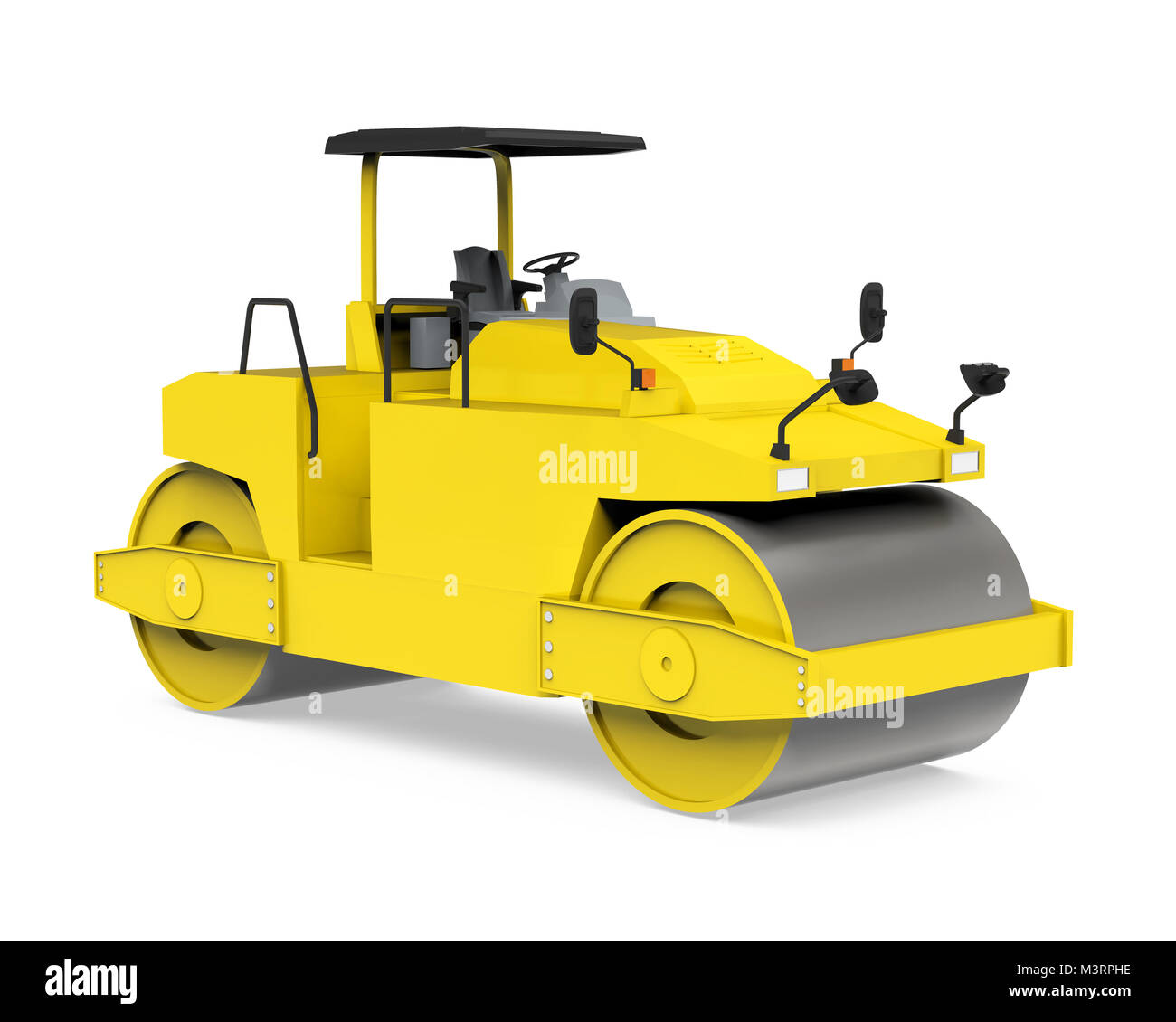Yellow Road Roller Isolated Stock Photo - Alamy