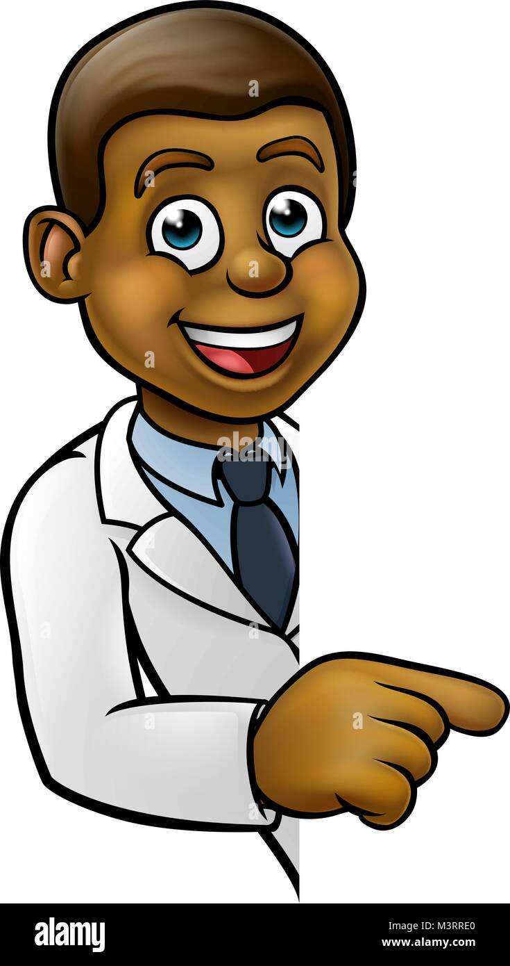 Scientist Cartoon Character Pointing at Sign Stock Vector Image & Art ...
