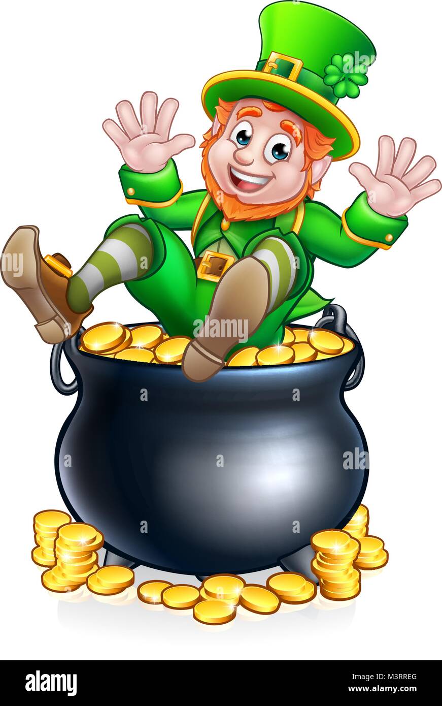 St Patricks Day Leprechaun and Pot of Gold Stock Vector Image & Art - Alamy