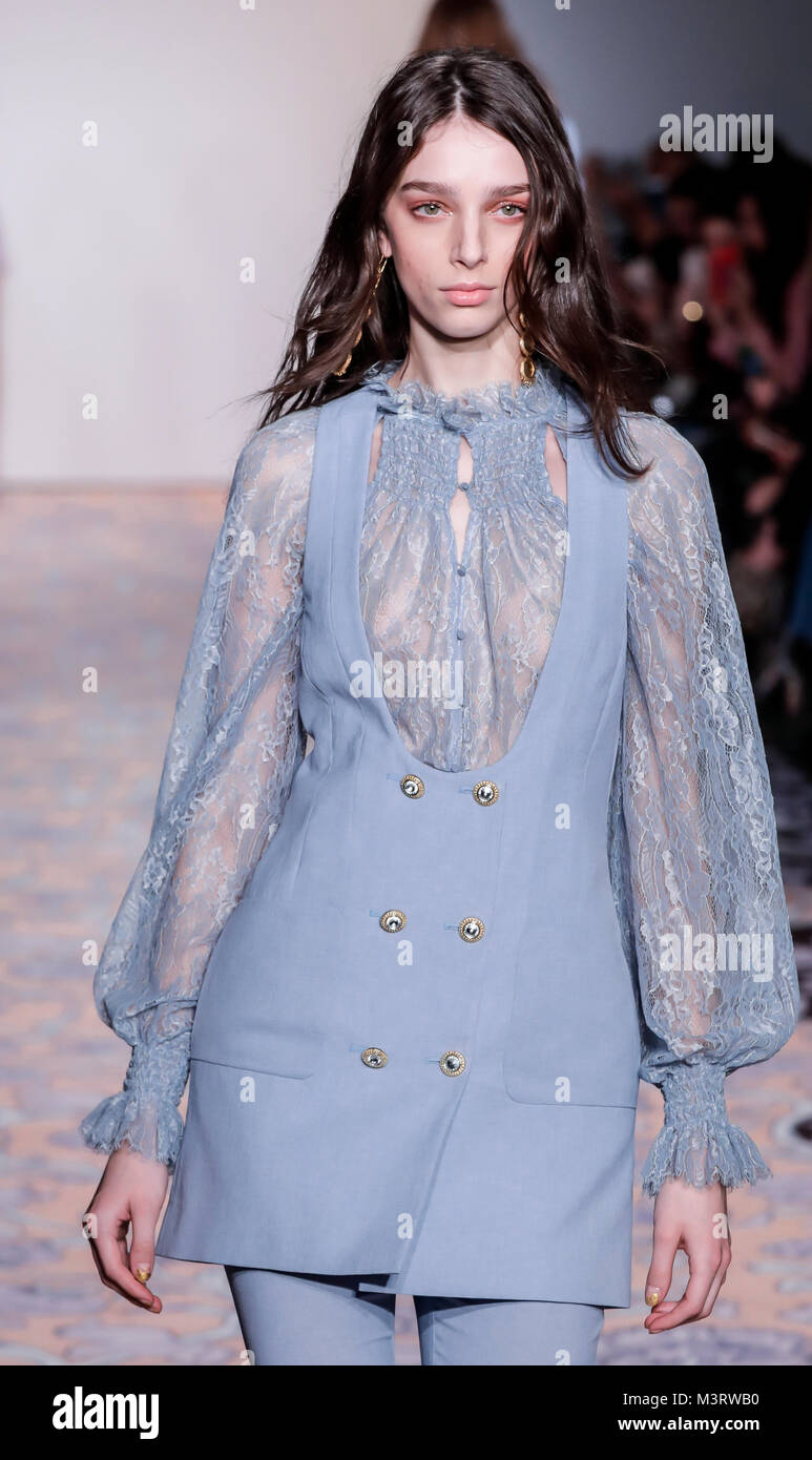 New York, United States. 10th Feb, 2018. A model walks runway for alice ...