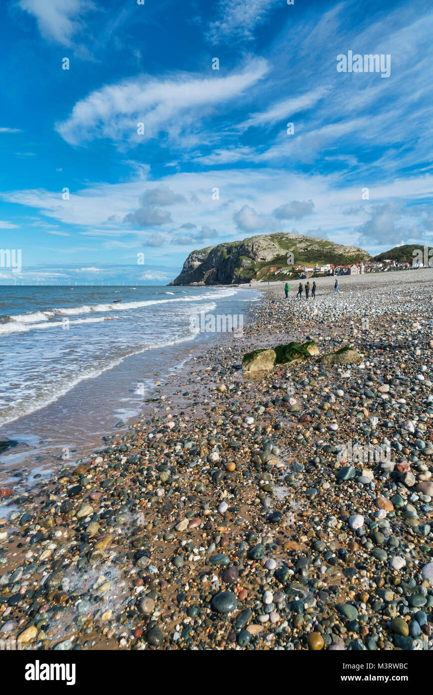 LLandudno beach, looking north to Little Orm, seafront, North Wales, uk ...