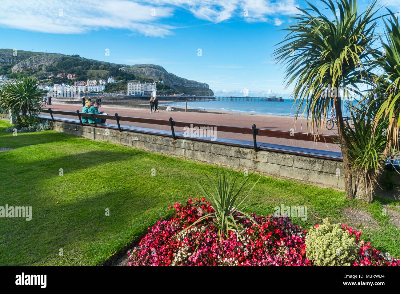 LLandudno promenade gardens, looking south to Great Orm and pier ...