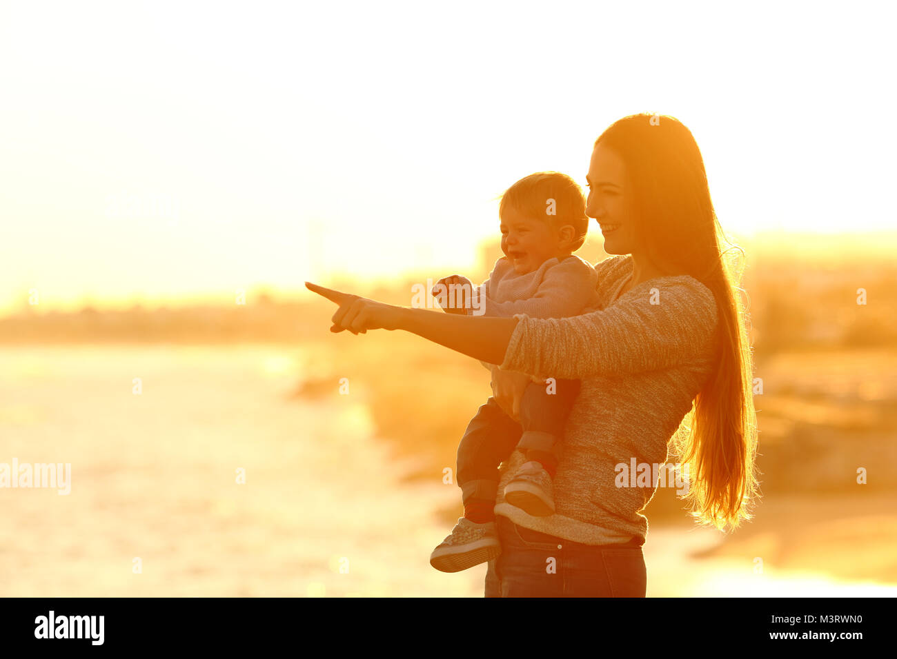 Mother Son Watching Sunset High Resolution Stock Photography and Images ...