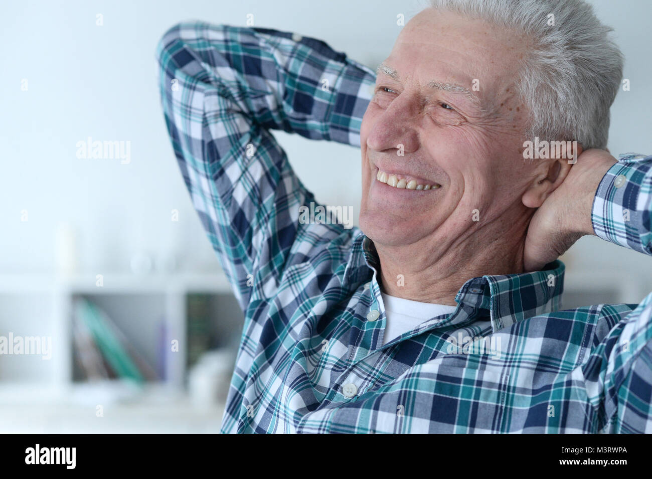 happy senior man at home Stock Photo - Alamy