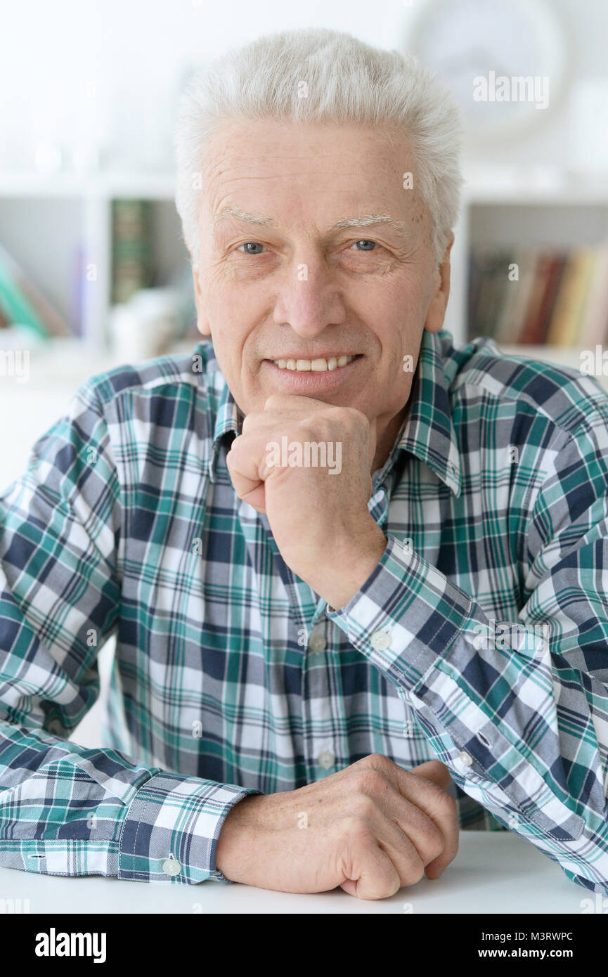 happy senior man at home Stock Photo - Alamy