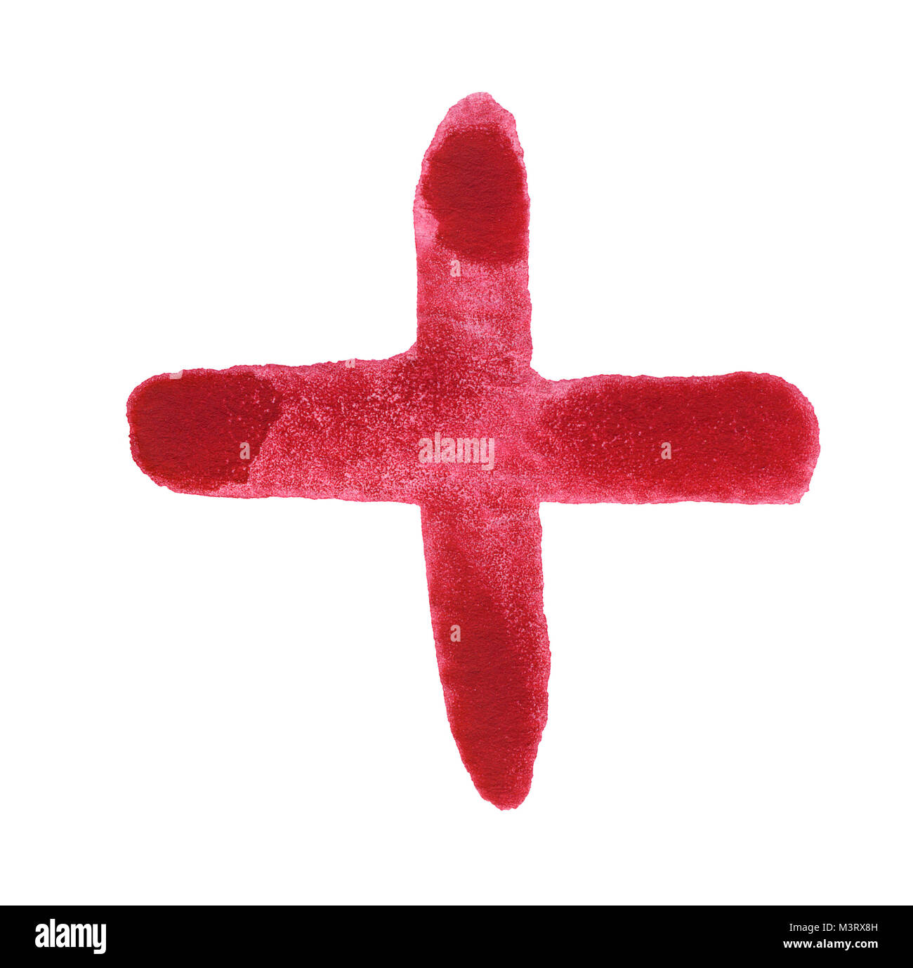 a red watercolor cross illustration in white back Stock Photo - Alamy